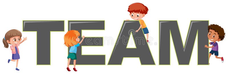 Children with team logo stock illustration. Illustration of cartoon ...