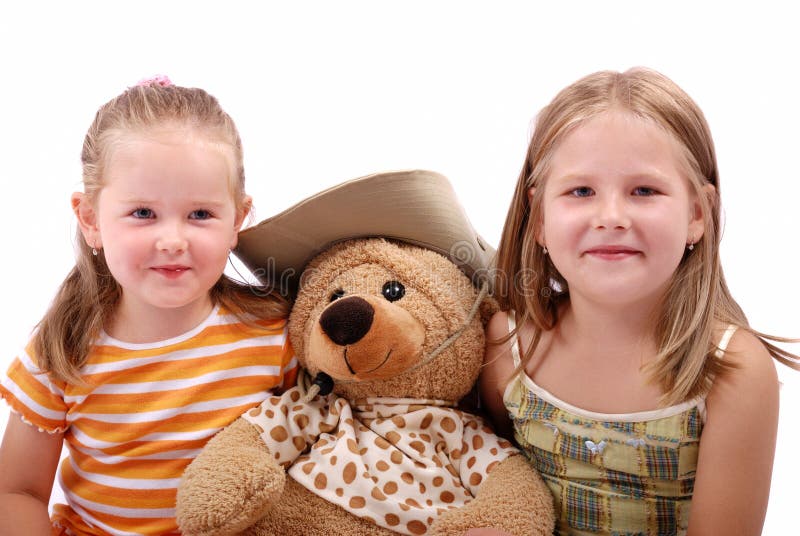 Children with teddy bear stock image. Image of girl, innocence - 6583023