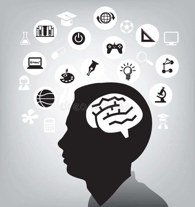 Children Think with Education Icons Stock Vector - Illustration of ...