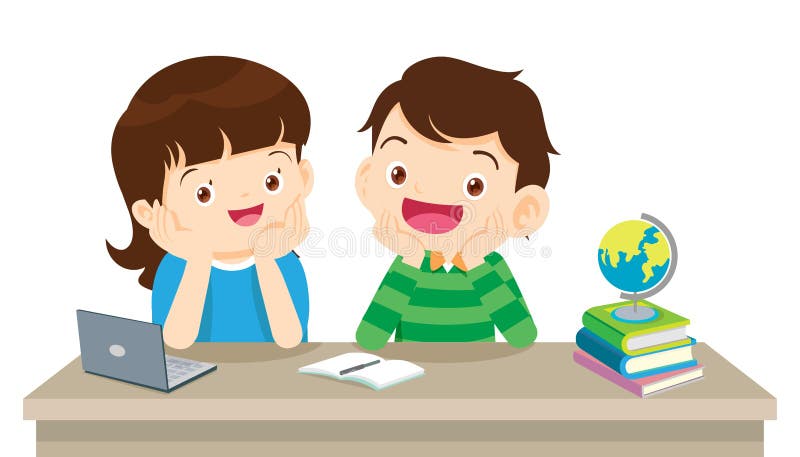 Children Thinking Sitting and Rest Chin in Hands Stock Vector ...