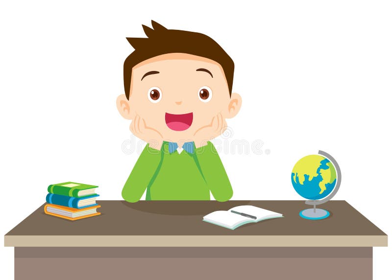 Children Thinking Sitting and Rest Chin in Hands Stock Vector ...