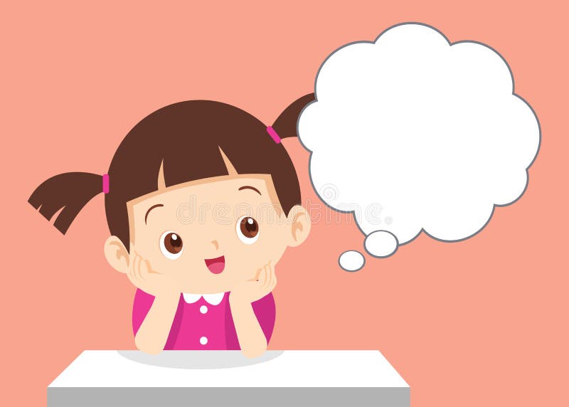 Children Thinking Sitting and Rest Chin in Hands Stock Vector ...