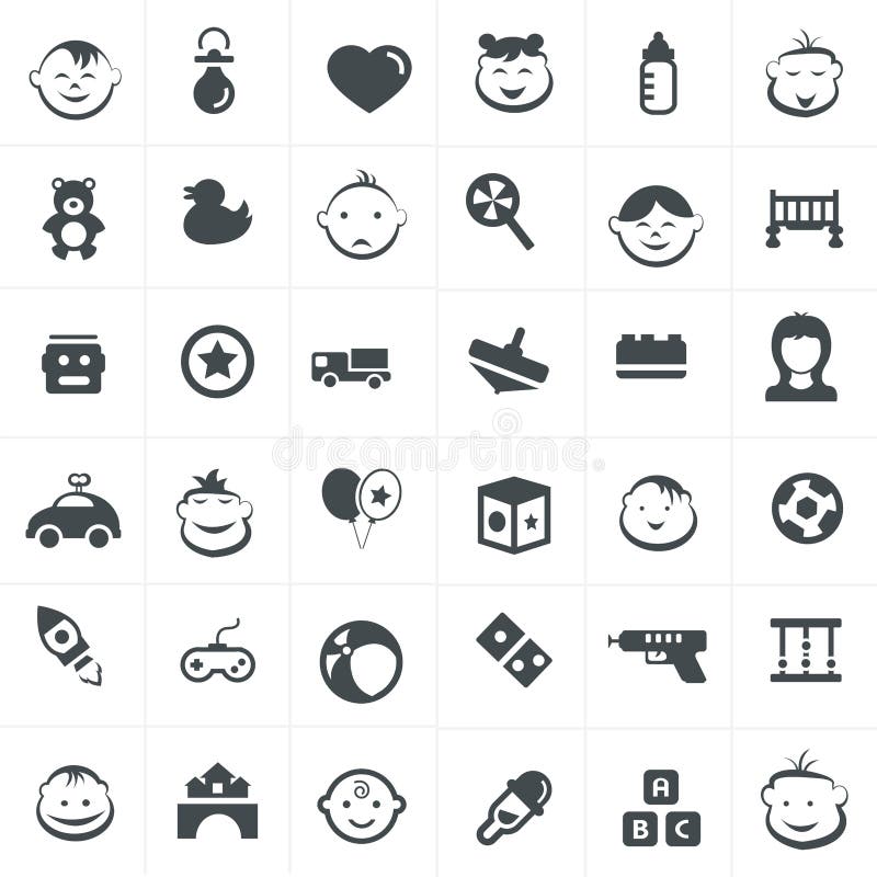Children and Toy Icons Set. Stock Illustration - Illustration of black ...
