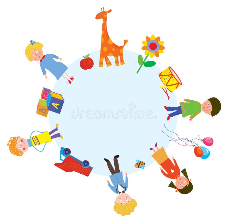 Children and Toys in the Circle Stock Vector - Illustration of kids ...