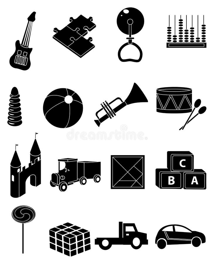 Children toys icons set stock illustration. Illustration of milk - 49483088