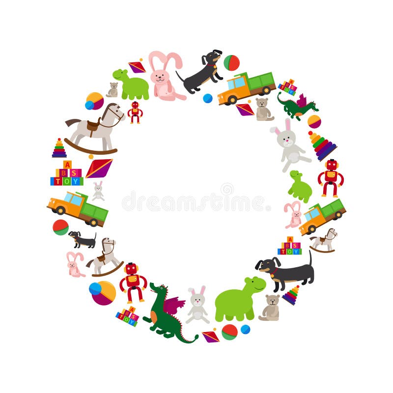 Children toys round frame stock vector. Illustration of road - 81149009