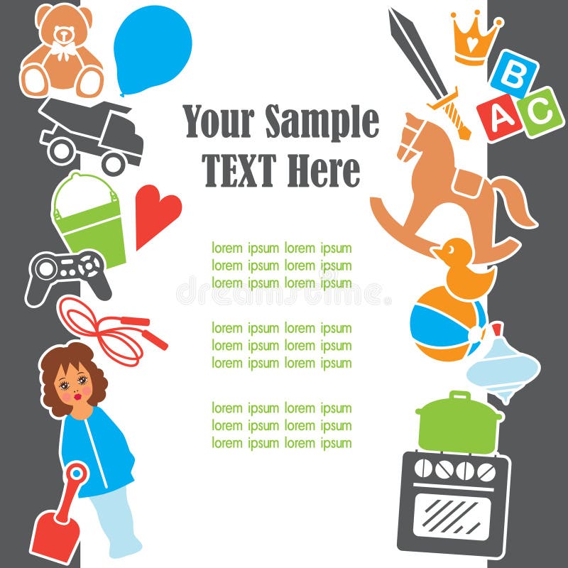 Children Toys Text Template Frame Card, Vector Illustration Stock ...