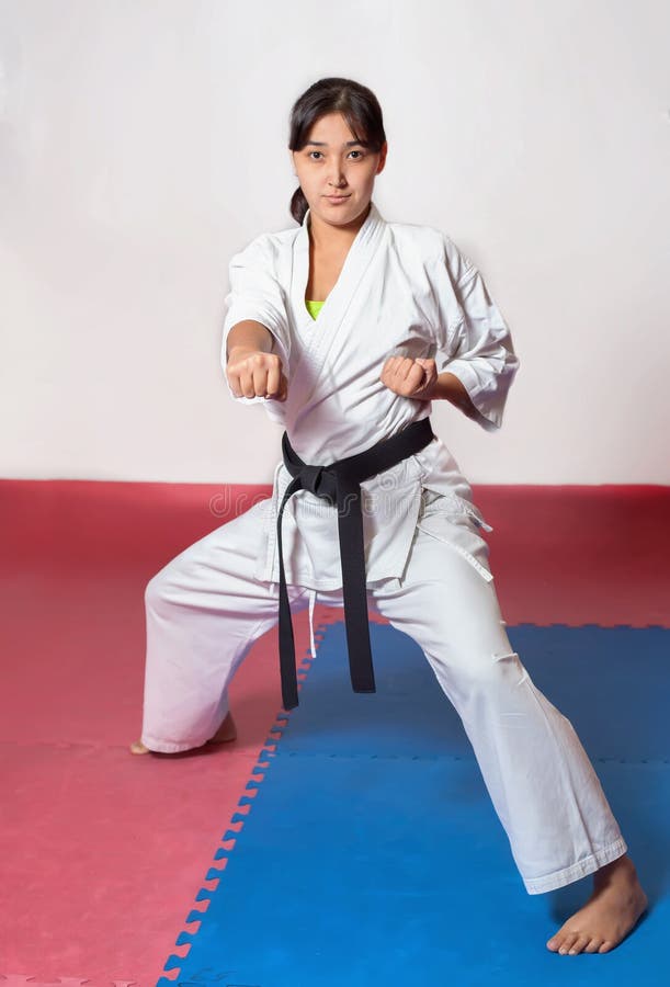 Children during Training in Karate. Fighting Position Stock Image ...