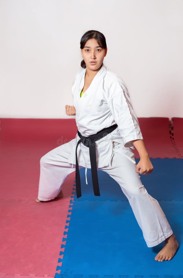 Children during Training in Karate. Fighting Position Stock Image ...