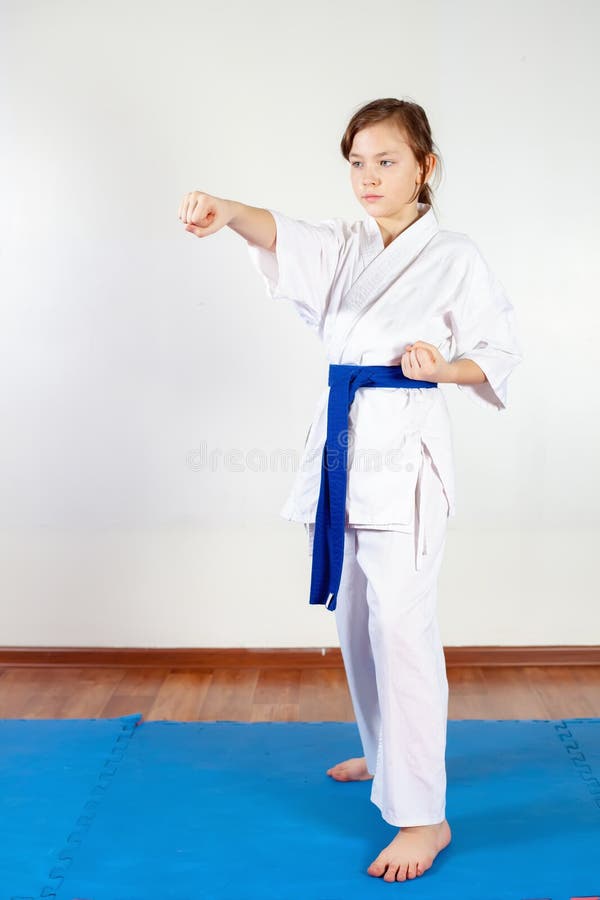Children during Training in Karate. Fighting Position Stock Image ...