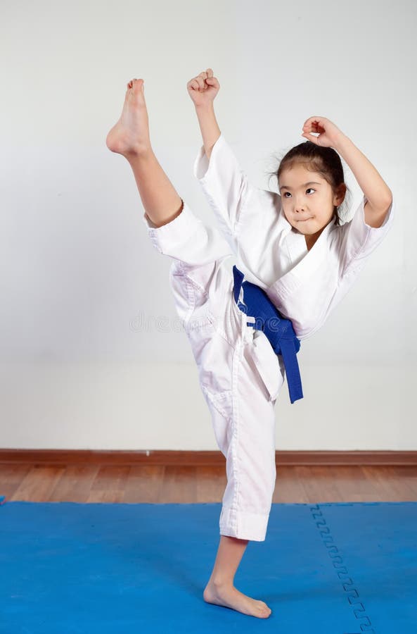 Children during Training in Karate. Fighting Position Stock Image ...