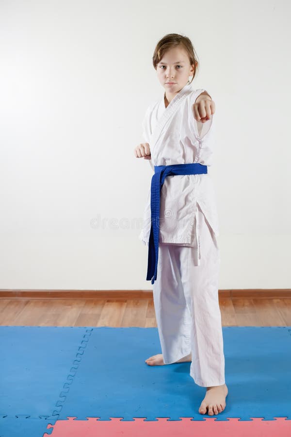 Children during Training in Karate. Fighting Position Stock Image ...