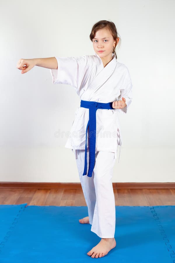 Children during Training in Karate. Fighting Position Stock Image ...