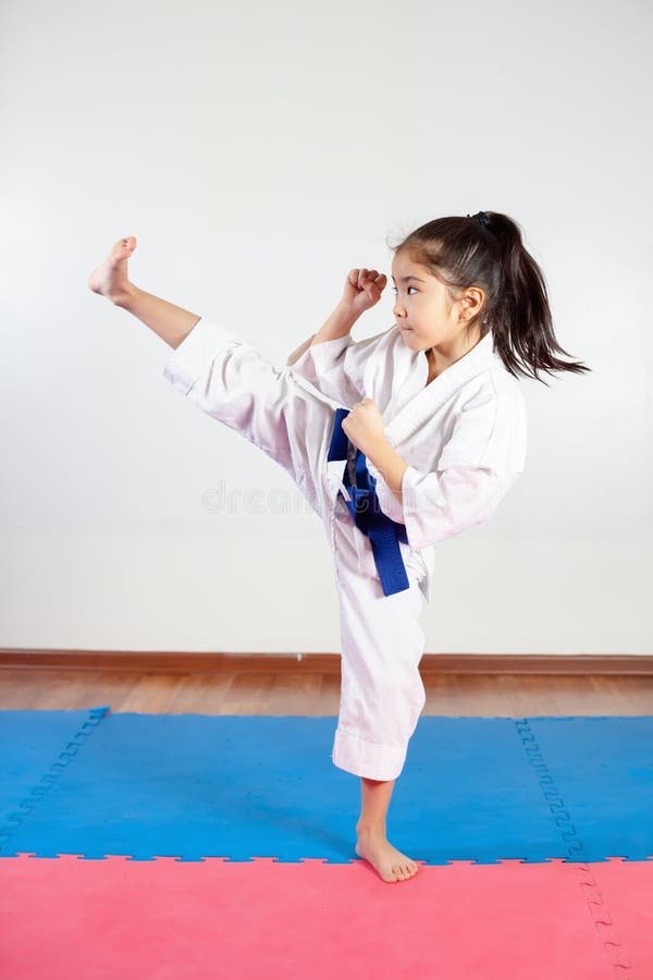 Children during Training in Karate. Fighting Position Stock Image ...