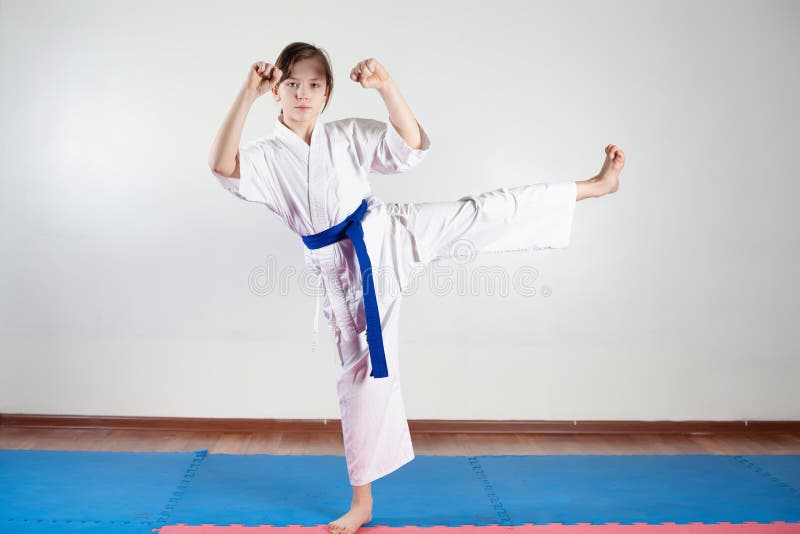 Children during Training in Karate. Fighting Position Stock Image ...