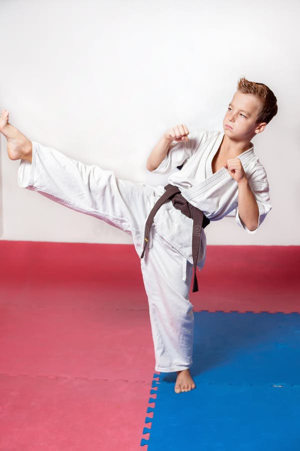Children during Training in Karate. Fighting Position Stock Image ...