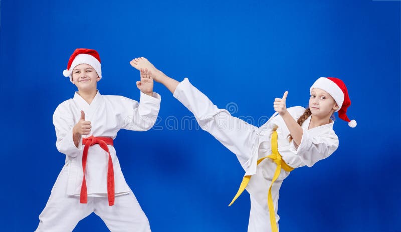 Children are Training Kick Leg and Showing Finger Super Stock Photo ...