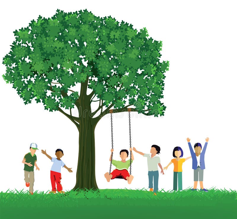 Children with tree swing stock vector. Illustration of youth - 71717348 Children with tree swing stock vector. Illustration of youth - 71717348