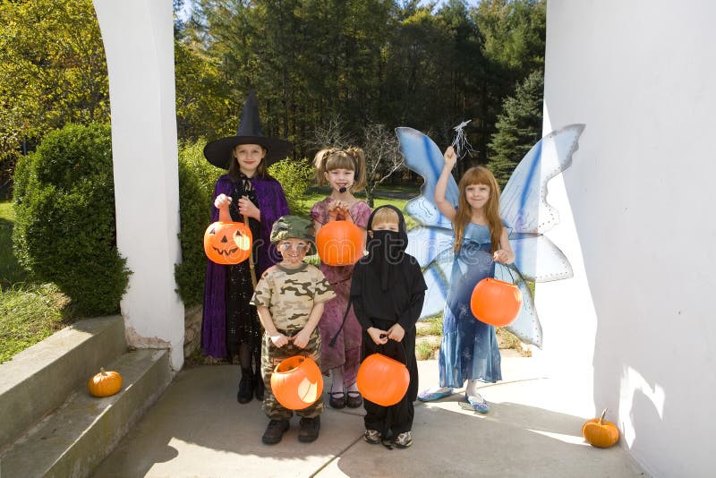 Children trick or treating stock photo. Image of group - 15254712