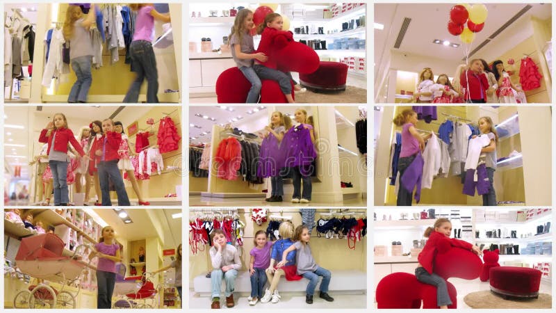 Children Try on Clothes in Shopping Center, Stock Video - Video of ...