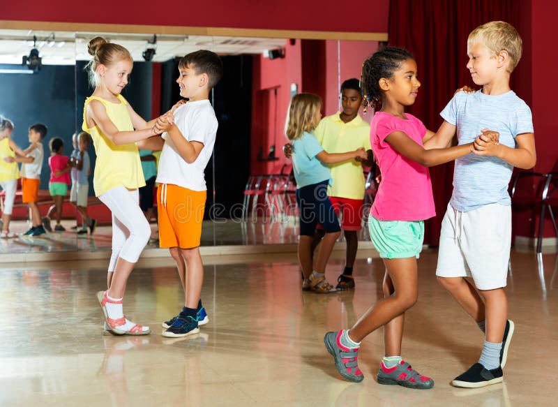 Children Trying Partner Dance in Class Stock Photo - Image of ...