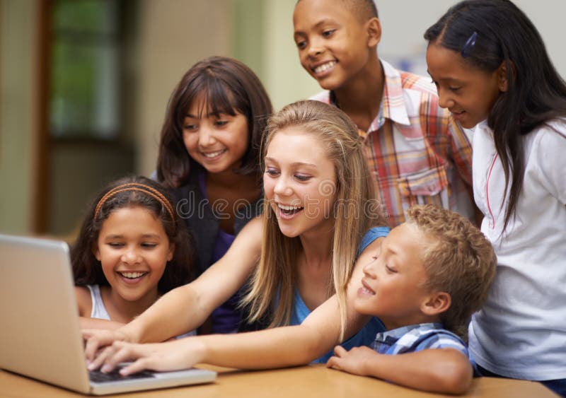 Children, Typing on Computer and Learning in Classroom for Education ...