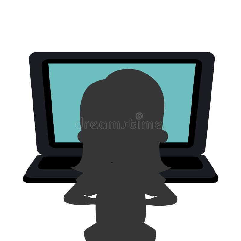 Children Using Computer Design Stock Illustration - Illustration of ...