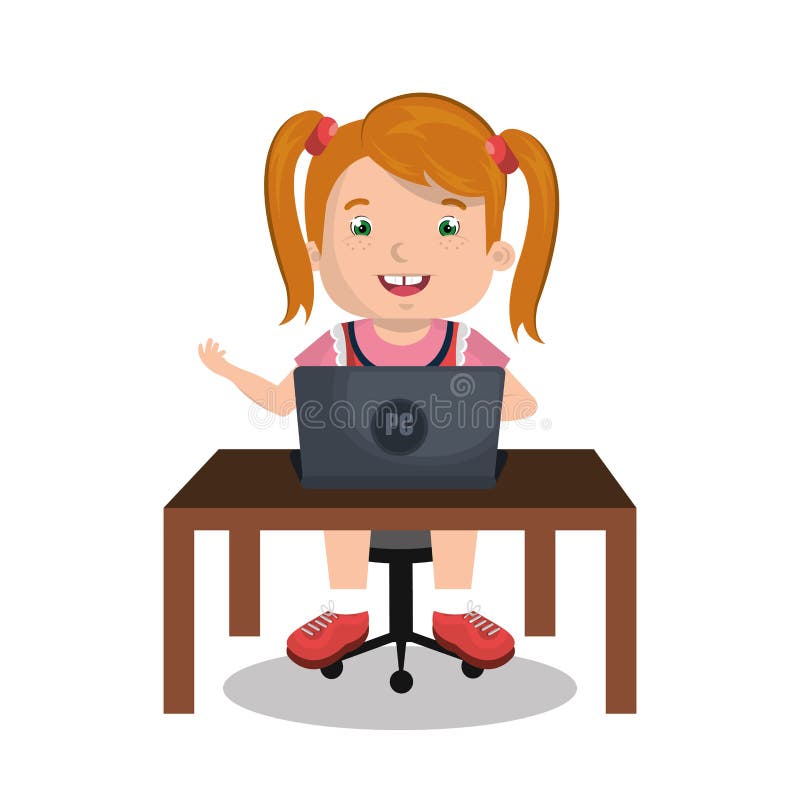 Children Using Computer Design Stock Illustration - Illustration of ...