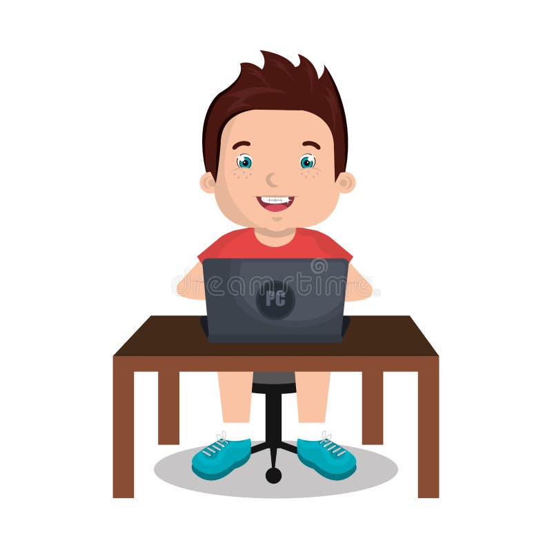 Children Using Computer Design Stock Illustration - Illustration of ...