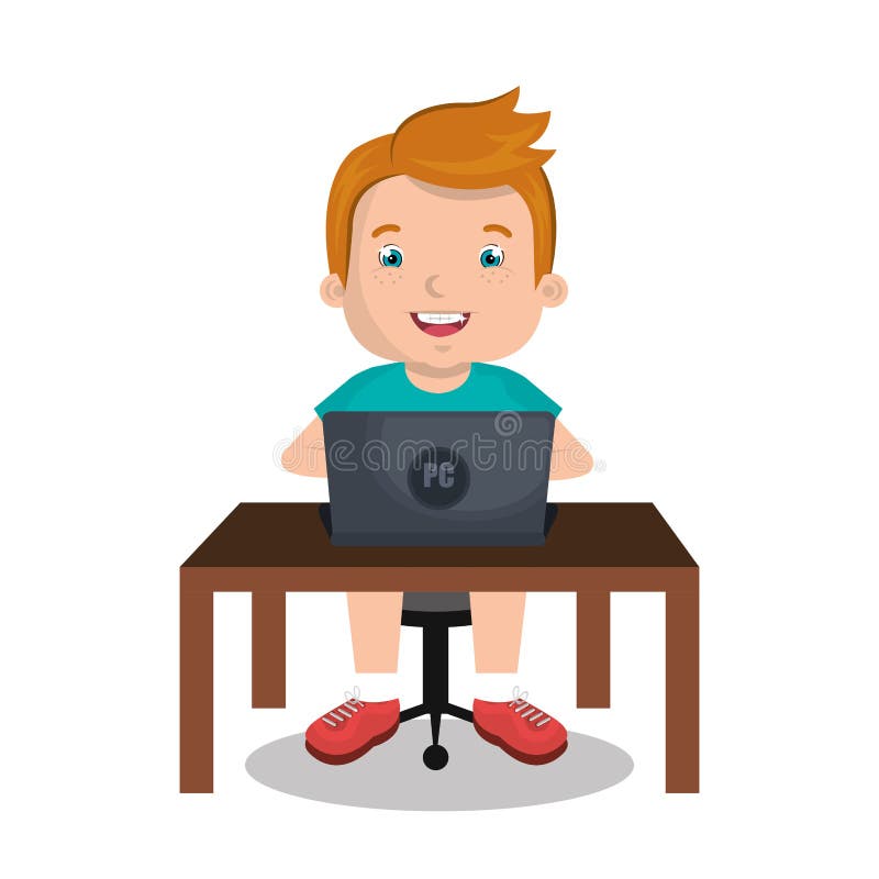 Children Using Computer Design Stock Illustration - Illustration of ...