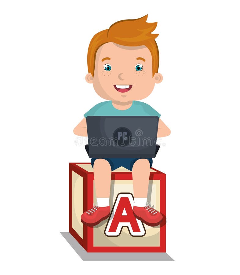 Children Using Computer Design Stock Illustration - Illustration of ...