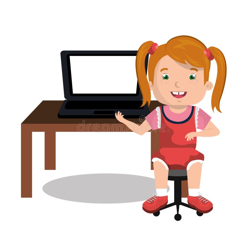 Children Using Computer Design Stock Illustration - Illustration of ...