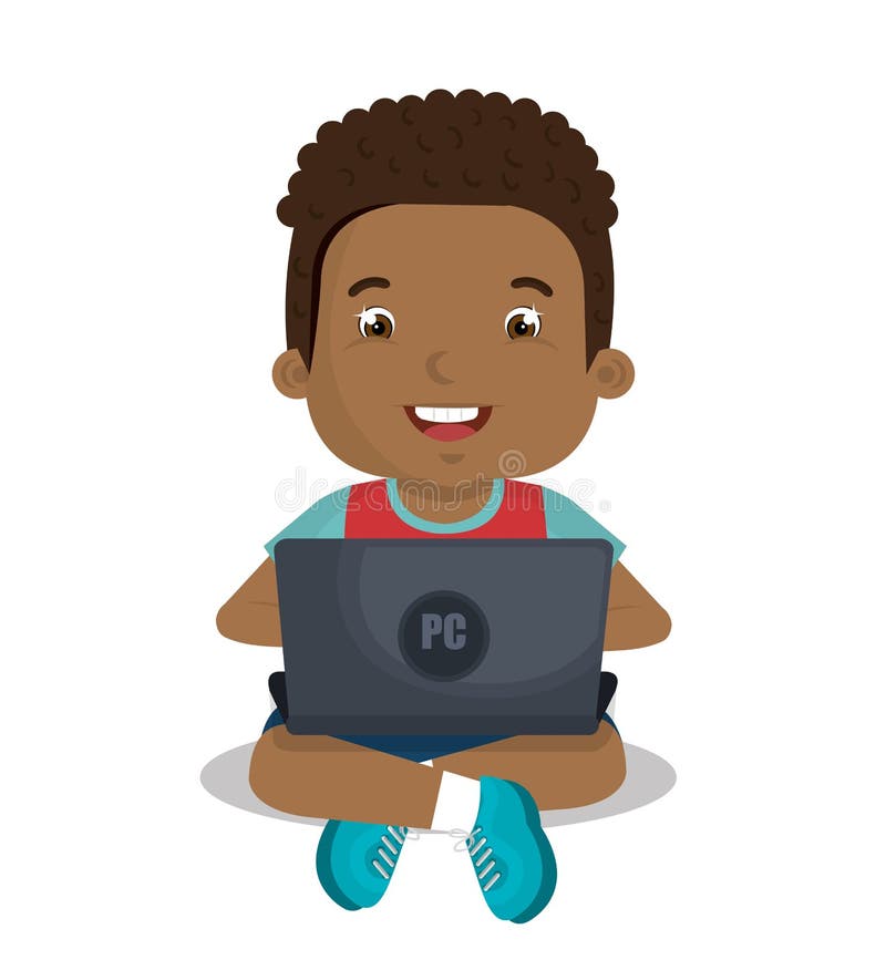 Children Using Computer Design Stock Illustration - Illustration of ...