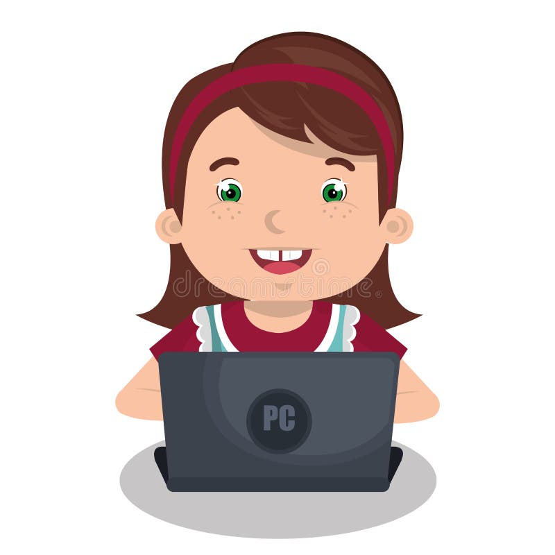 Children Using Computer Design Stock Illustration - Illustration of ...