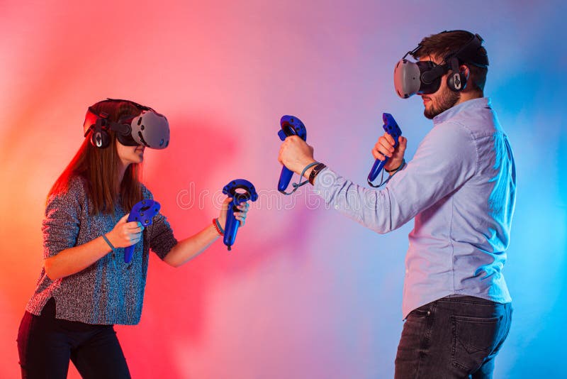 Children Using a Gaming Gadget for Virtual Reality Stock Photo - Image ...