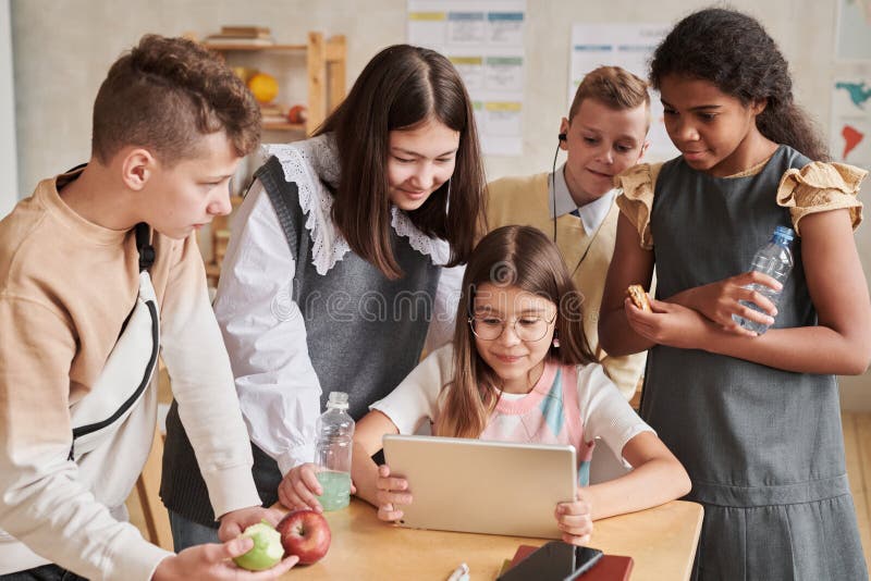 Children Using Laptop at Break in School Stock Photo - Image of indoors ...