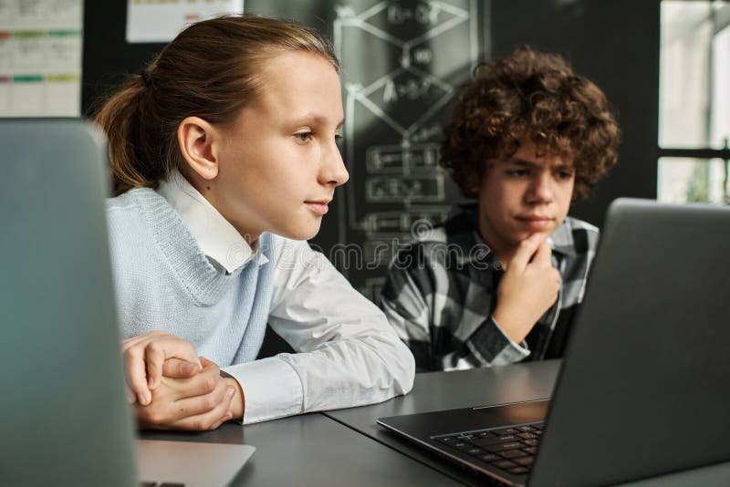 Children Using Laptop at Class Stock Photo - Image of information ...