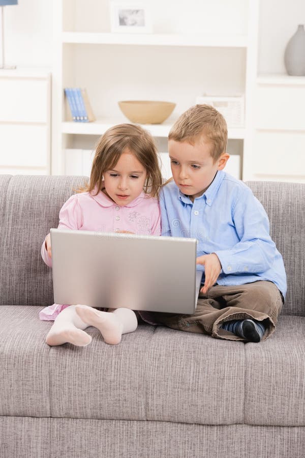 Children Using Laptop Computer Stock Image - Image of connectivity ...