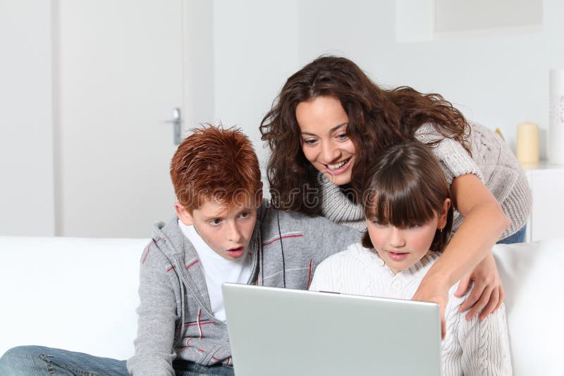 Children Using Laptop Computer Stock Photo - Image of showing, young ...
