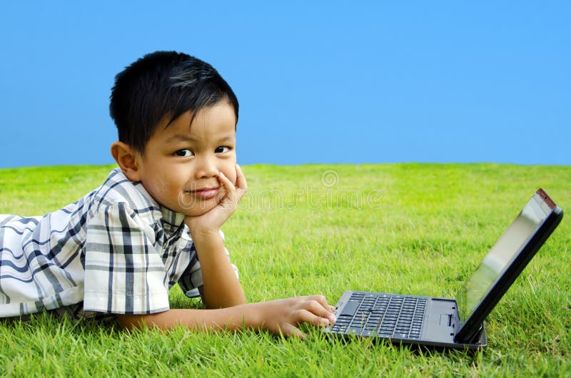 Children are Using the Notebook Stock Image - Image of childhood, cute ...