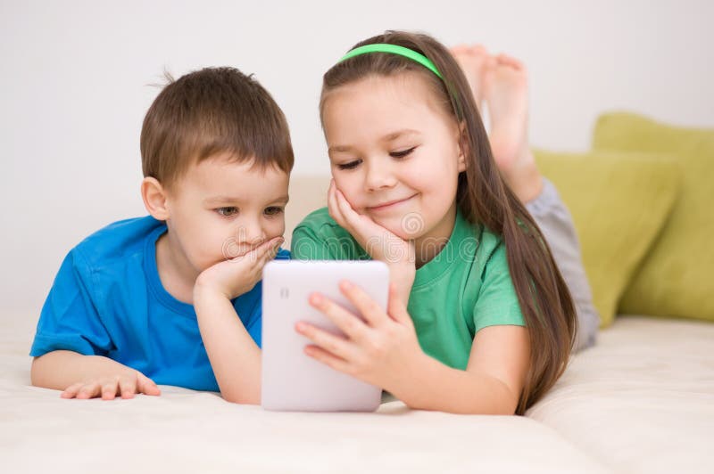 Children Using Tablet Computer Stock Image - Image of digital, hand ...