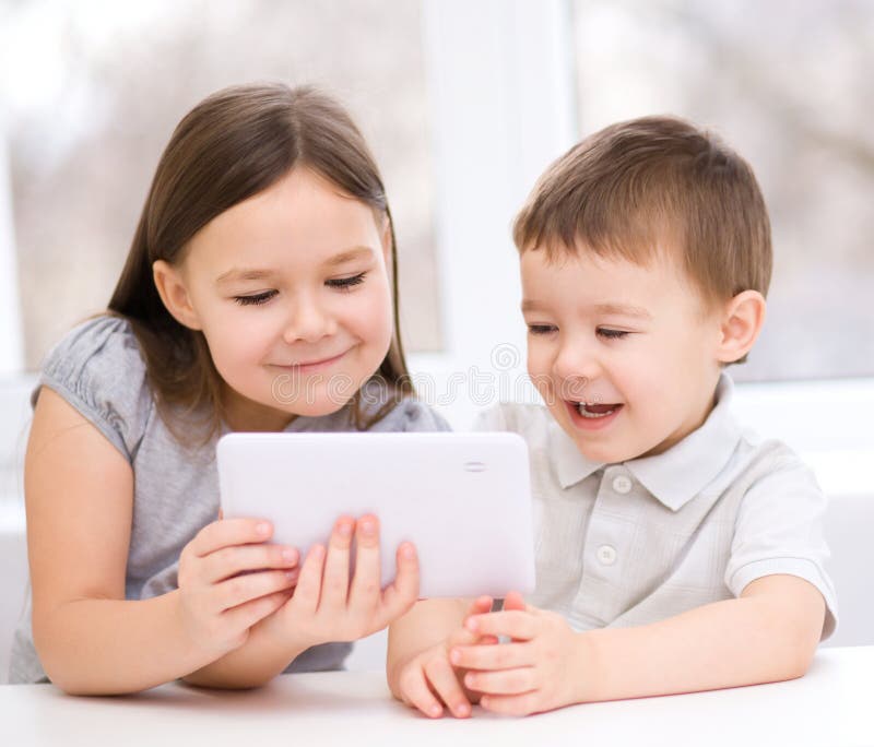 Children Using Tablet Computer Stock Photo - Image of copy ...