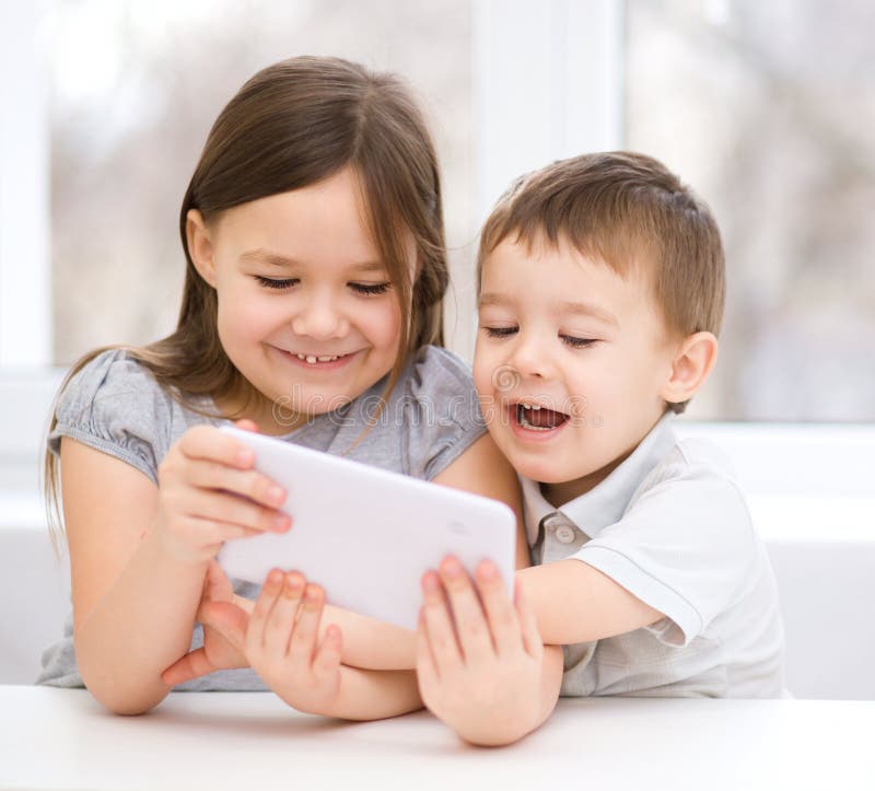 Children Using Tablet Computer Stock Photo - Image of lifestyle, male ...