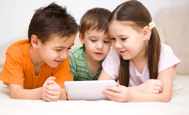 Children Using Tablet Computer Stock Photo - Image of horizontal ...