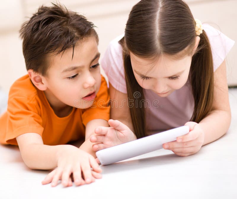 Children Using Tablet Computer Stock Photo - Image of horizontal ...
