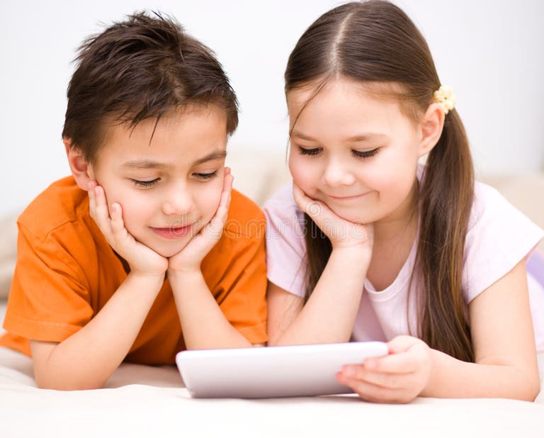 Children Using Tablet Computer Stock Photo - Image of male, human: 37797020