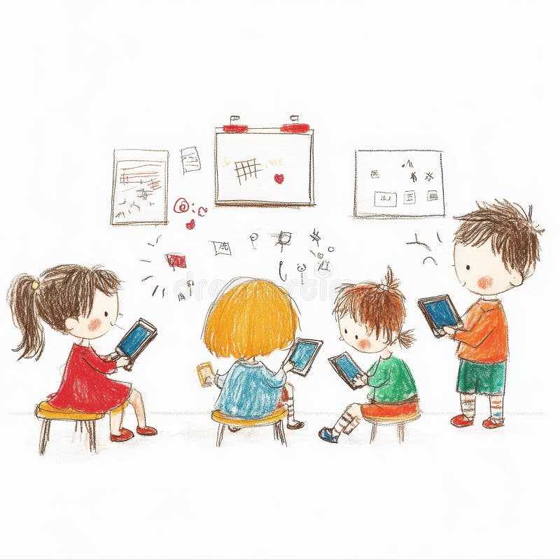 Children Using Tablets in Classroom, Digital Learning Stock Photo ...
