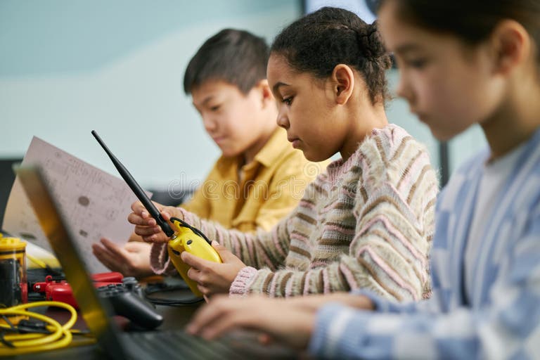 Children Using Technology for Learning and Education Stock Photo ...