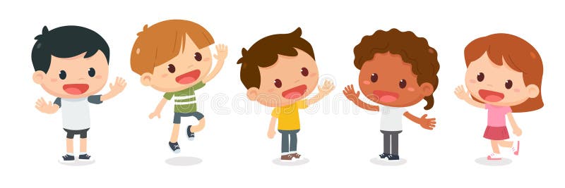 Children from Various Nationalities Stood To Say Hello. Stock Vector ...