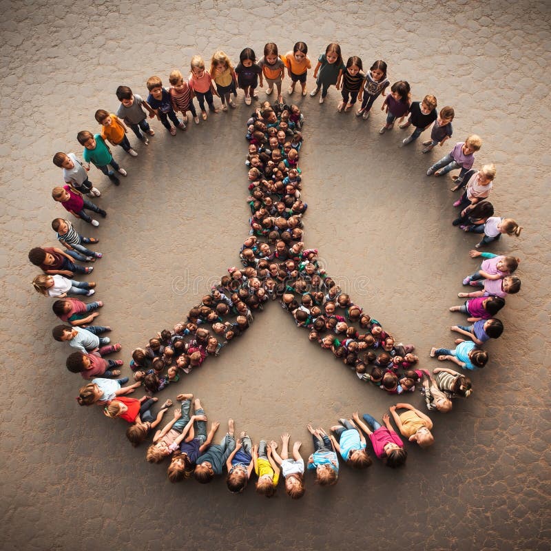 Children of Various Races Create Peace Symbol Stock Illustration ...